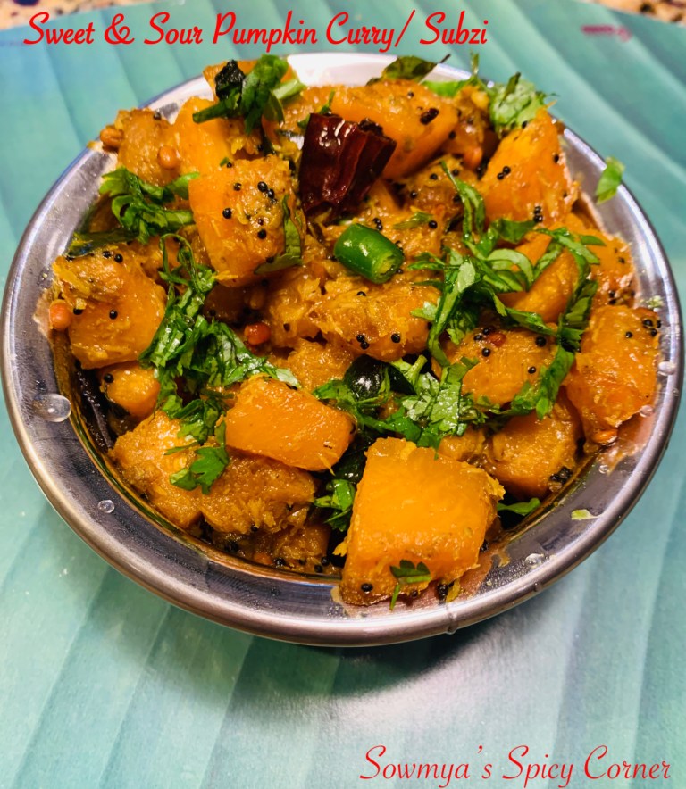 Sweet & Sour Pumpkin Curry /Dry Subzi – Sowmya's Spicy Corner